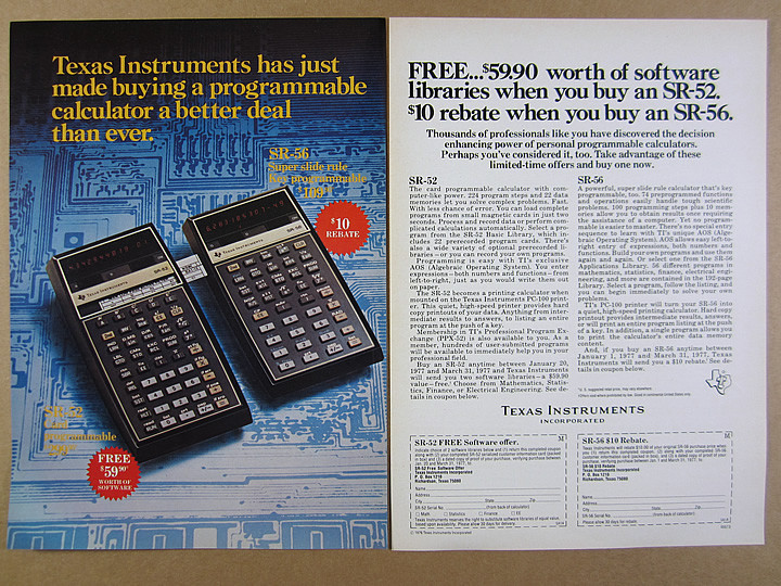 1977 TI Texas Instruments SR 52 56 Programmable Calculators vintage ...