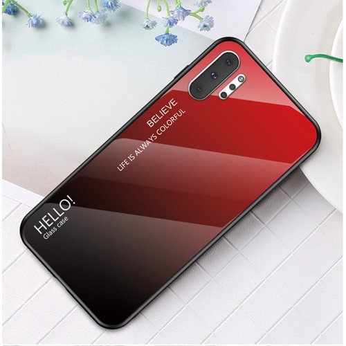 For Galaxy Note 10 Plus Red Black Tempered Glass TPU Case Cover | eBay
