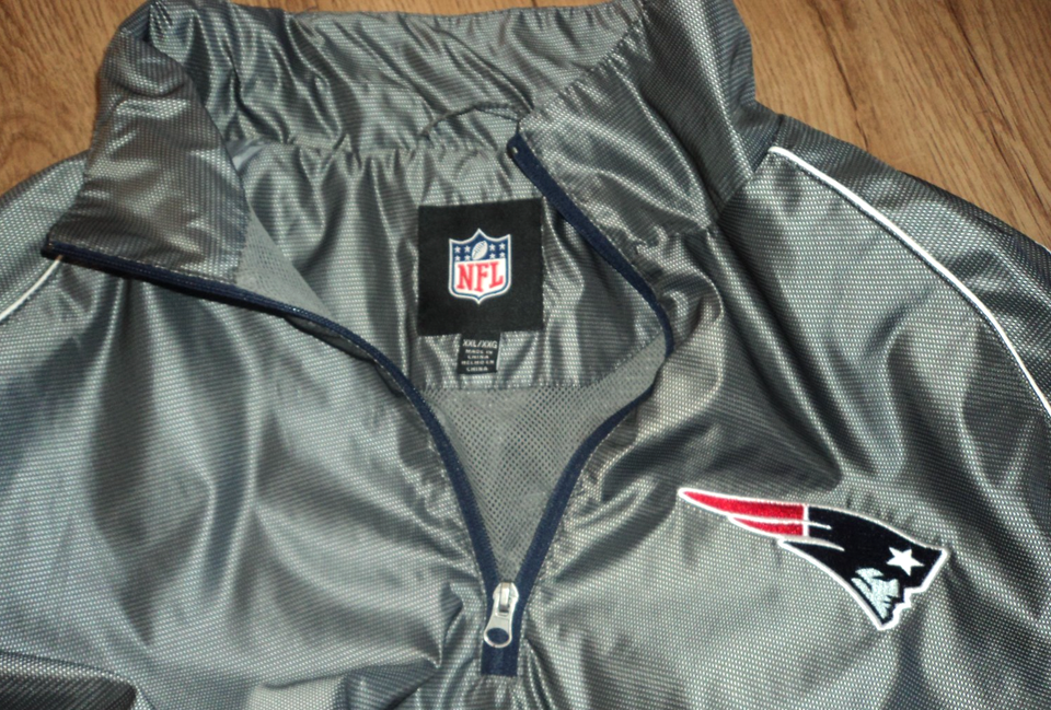 New England Patriots 1/2 Zip Pullover Jacket Large Embroidered Logos ...