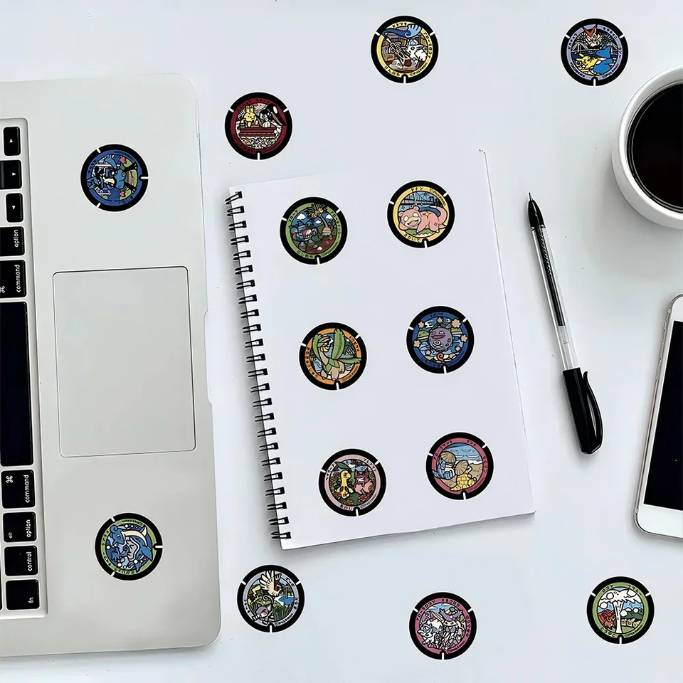 Pokemon Stickers 108 Pc Pack Japanese Sewer Manhole Sticker Art ...