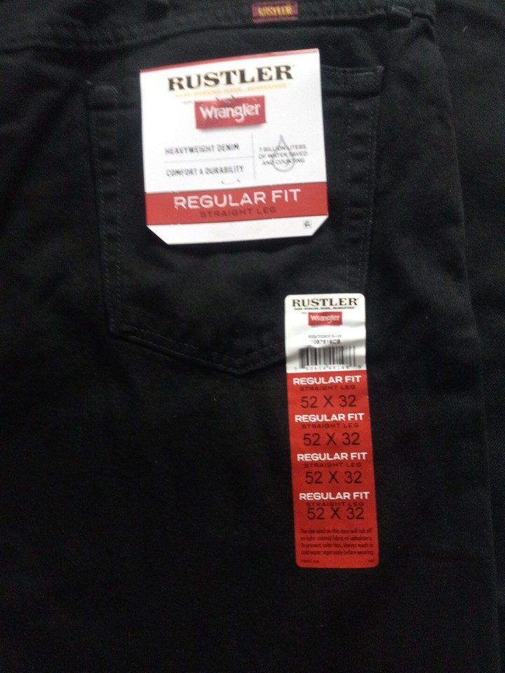 Men's Rustler by Wrangler Classic Regular Fit Straight Leg Jeans Black ...