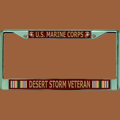 U.S MARINE CORPS DESERT STORM VETERAN CHROME METAL LICENSE PLATE FRAME ...