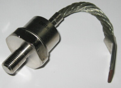 150 Amp 200 Volt Stud Mounted Diode with Wire / Lug - Anode 3/8-24 Stud ...