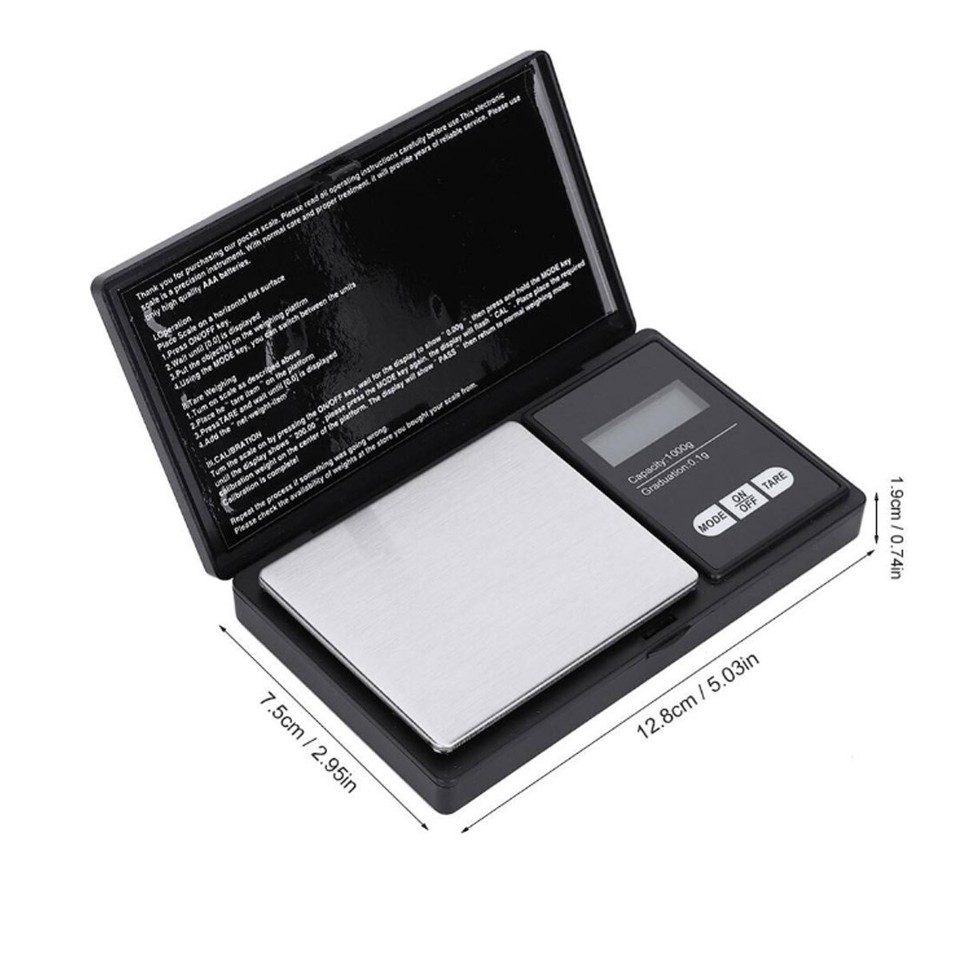 Digital Scale 1000g x 0.1g Jewelry Gold Silver Coin Gram Pocket Size ...