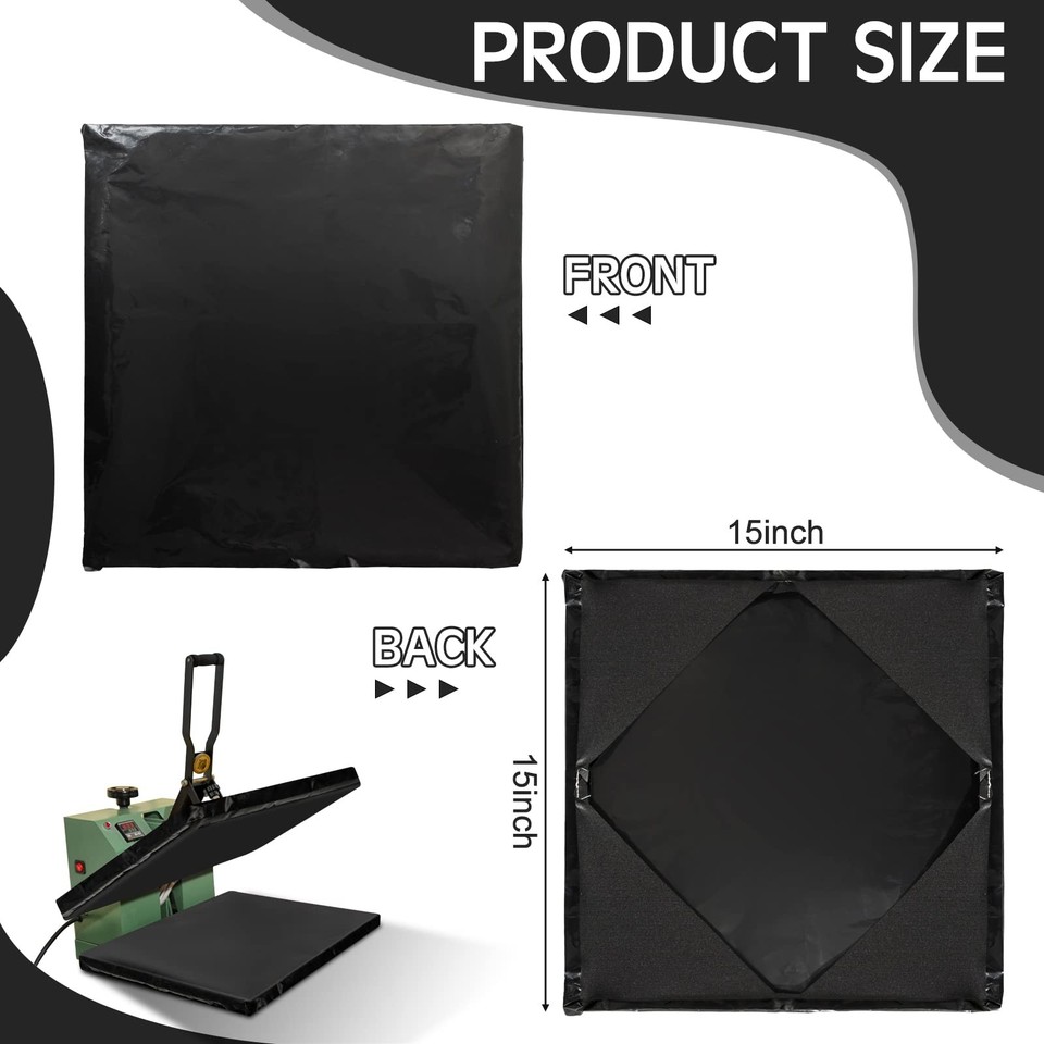 2 Pcs 15 x 15 Inches Black Heat Press Platen Wrap Cover Non Stick Heat ...