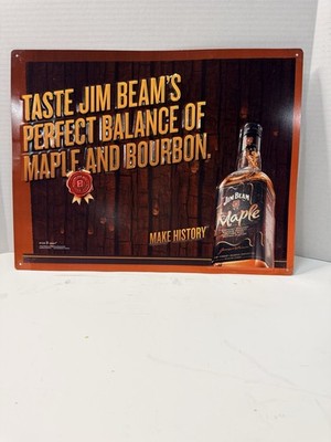 Jim Beam Maple Bourbon embossed tin tacker sign 17.5x13.5 in | eBay