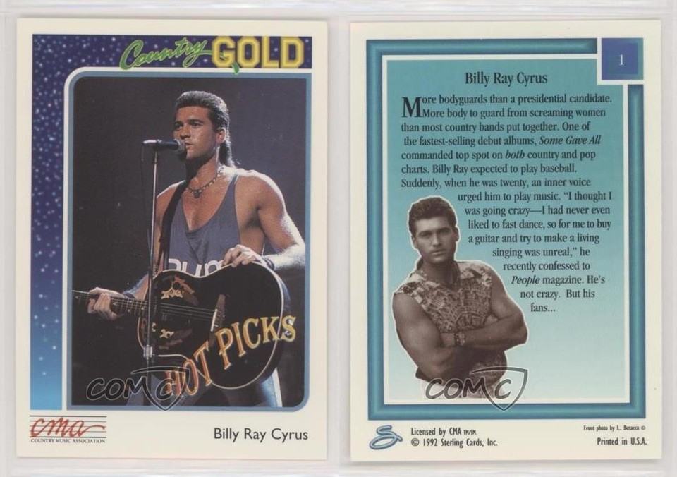 1992 Sterling Cards CMA Country Gold Billy Ray Cyrus #1 03od | eBay