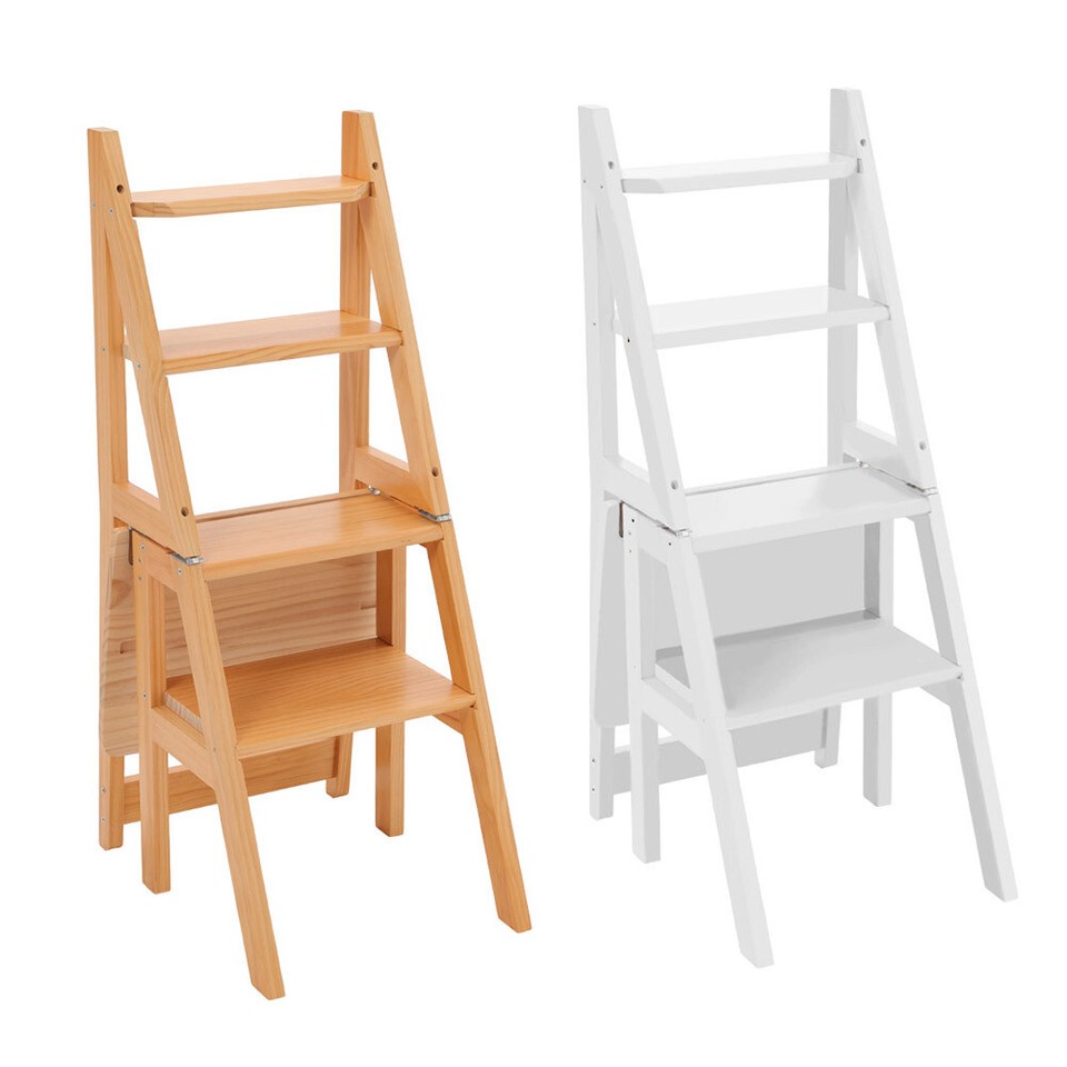 3 in 1 Step Ladder Chair Home Office Display Stand Library Ladder ...
