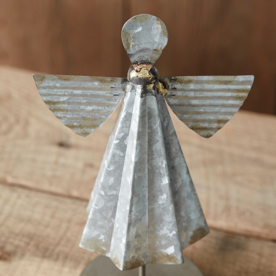 Galvanized Metal Angels Figurines Set of 3 Assorted Sizes - Christmas ...