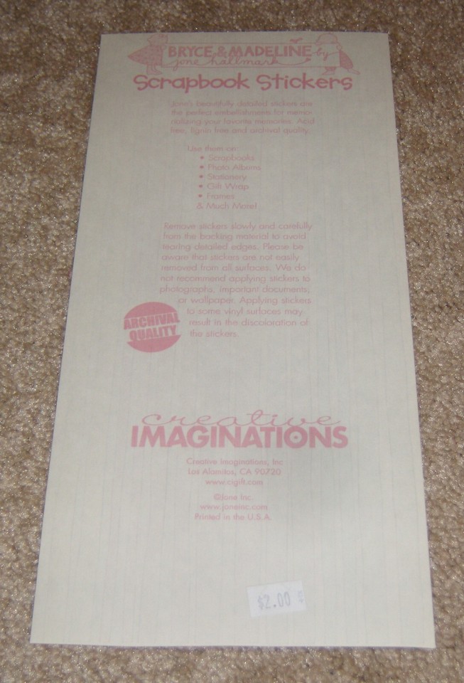 Creative Imaginations Sticker Sheet ~ Bryce & Madeline Stripes ~ Jone ...
