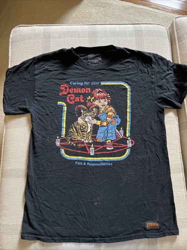 Vintage Steven Rhodes Caring For Your Demon Cat Black Size Medium | eBay