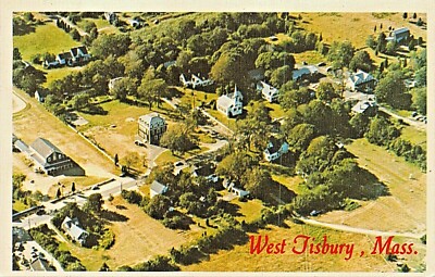 WEST TISBURY MASSACHUSETTS~AERIAL VIEW OF THE CENTER OF TOWN POSTCARD ...