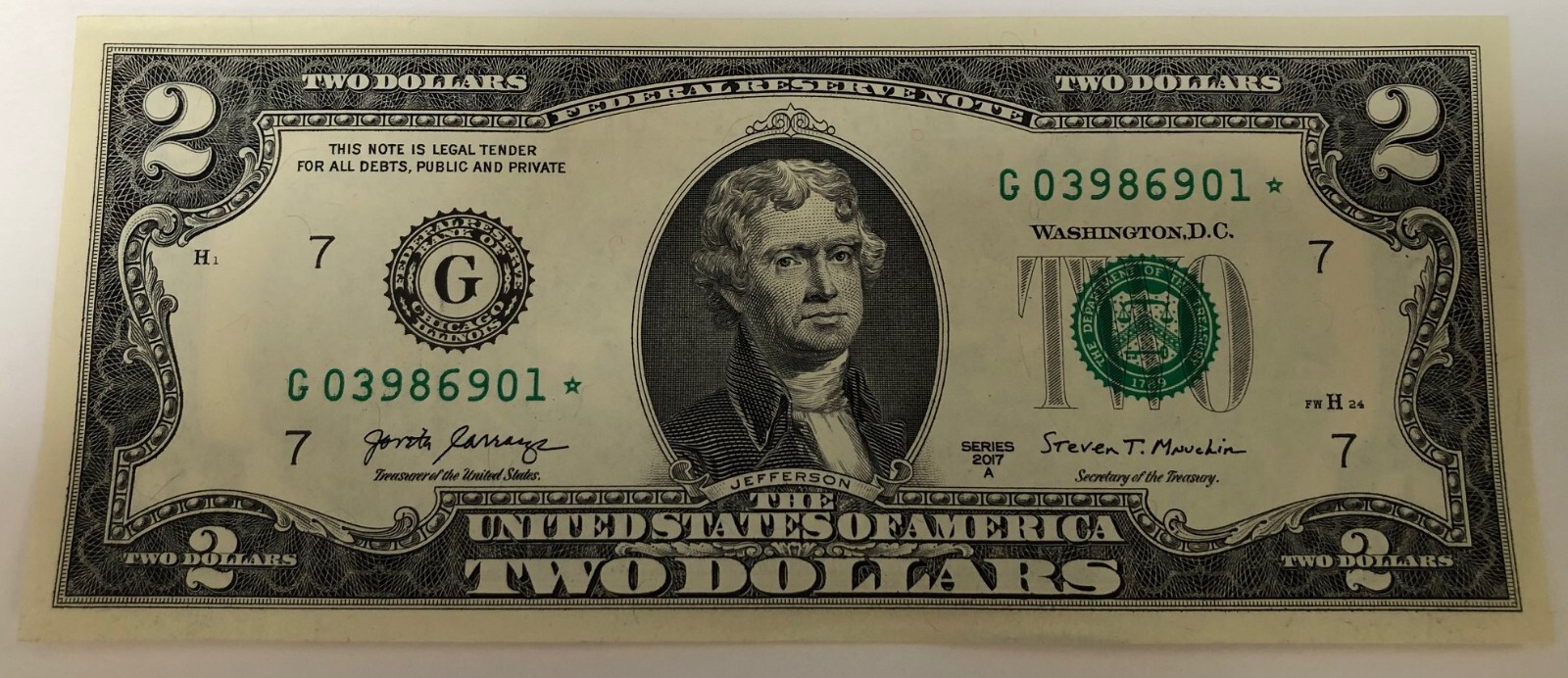 Chicago Star Note Two Dollar Bill 2017A UNCIRCULATED | eBay