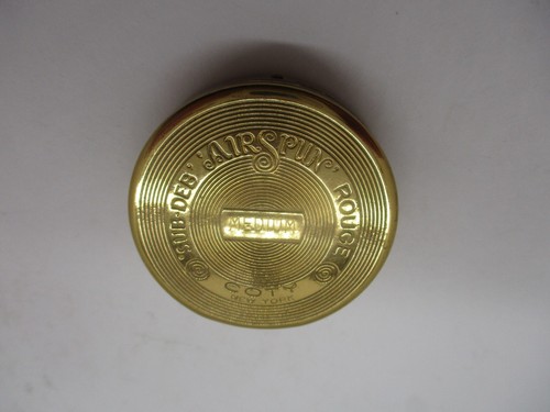 VINTAGE COTY AIRSPUN SUB DEB ROUGE GOLD METAL MIRROR COMPACT Medium ...