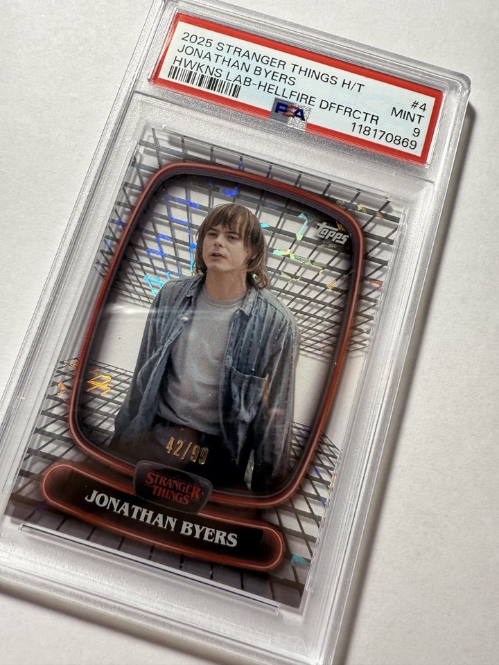 2025 Topps Stranger Things High Tek Jonathan Byers Hawkins Lab 42/99 PSA 9 MINT | eBay
