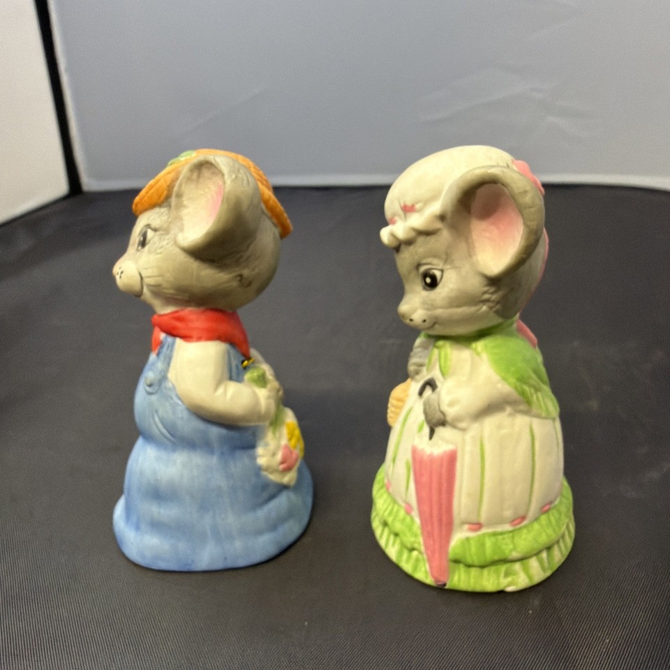 Jasco Critter Bells 2 Ceramic Mice Clappers 4" Tall Handcrafted Taiwan ...