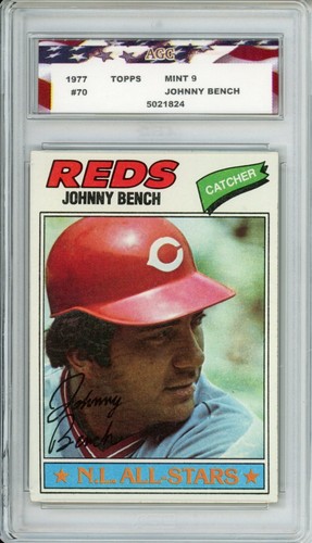 1977 Topps Johnny Bench #70 AGC Mint 9 Centered HOF | eBay