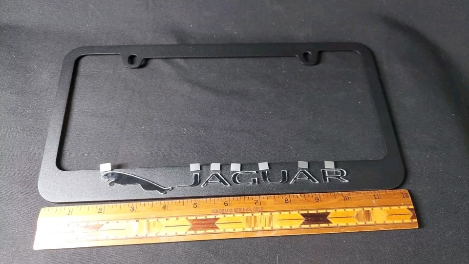 "JAGUAR" License Plate Frame Black Made Metal With Jaguar Letters Amd ...