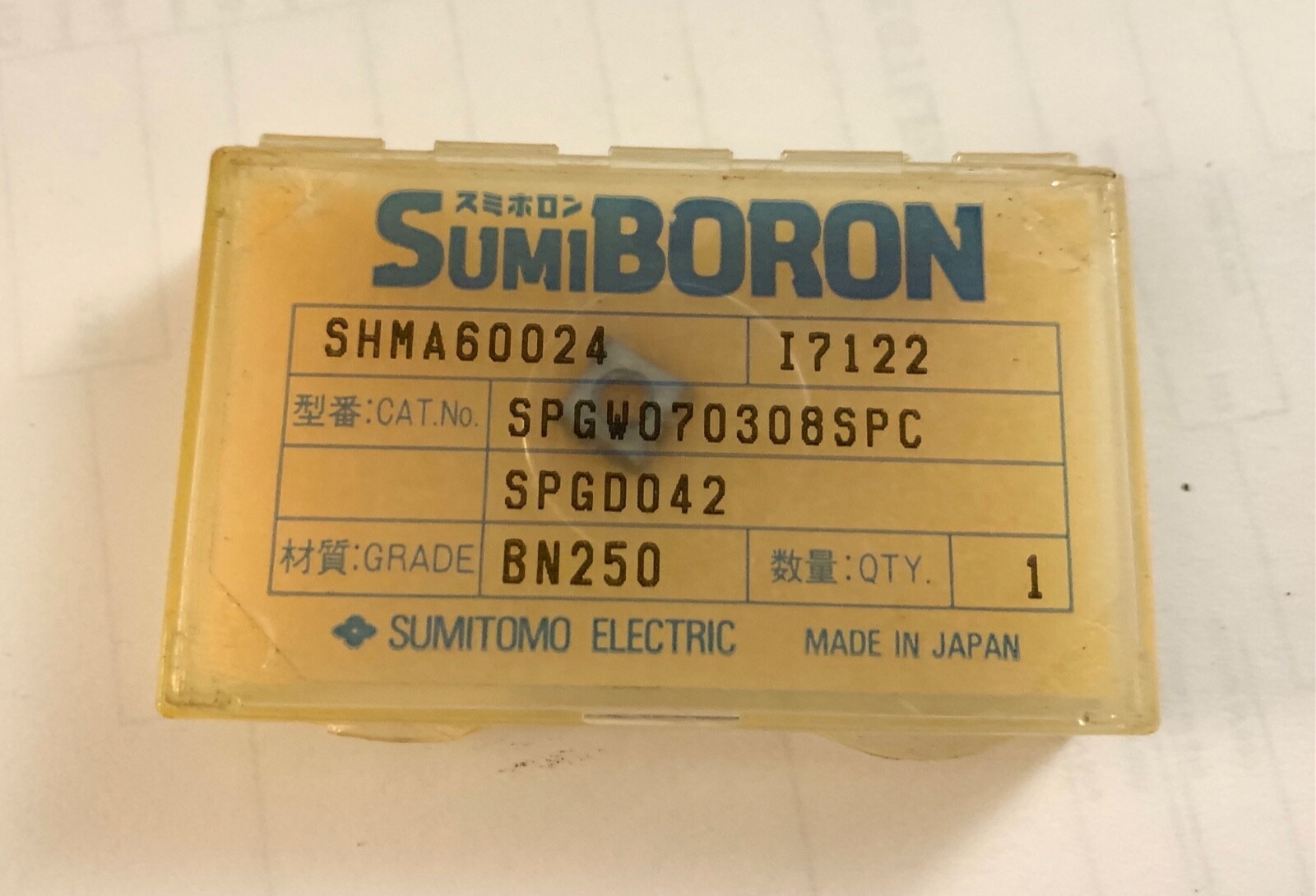 SUMITOMO SumiBORON Carbide Insert - SHMA60024 BN250, SPGD042 - Qty. 1 ...