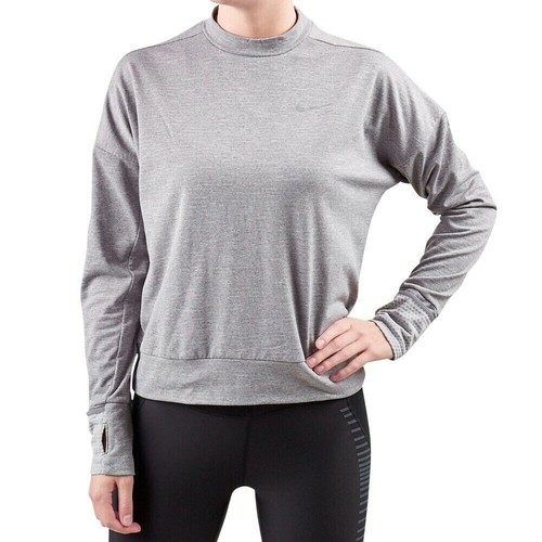 Nike Thermal Element Long Sleeve Dri Fit Crewneck Running Shirt Grey ...