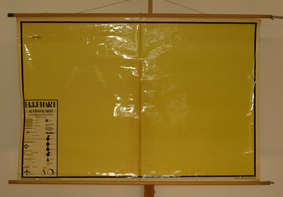 Old Cool Wall Map Yellow Wall Writable Pinboard 168x114 Vintage ~ 1960 ...