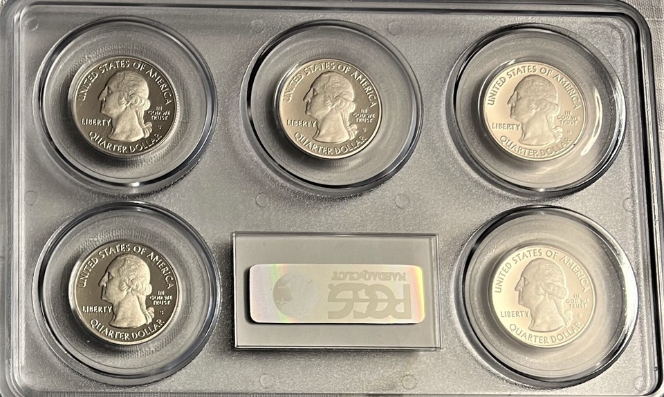 2013-S NATIONAL PARKS PROOF QUARTERS, MULTI COIN SET WITH 5 COINS PCGS ...