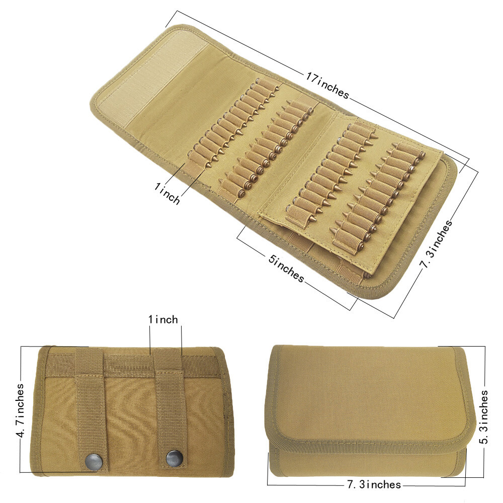 100 Rounds Ammo Pouch Bullet Shell Holder Waist Belt Bag Carrier Pack ...