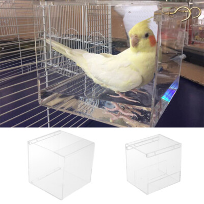 Hanging Bird Bath,Cube Bird Bathtub Bath Box Bowl Cage Accessory for ...