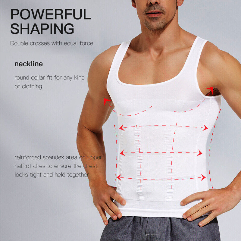 Men's Body Shaper Slimming Tummy Vest Chest Compression Shirt Tank Top ...