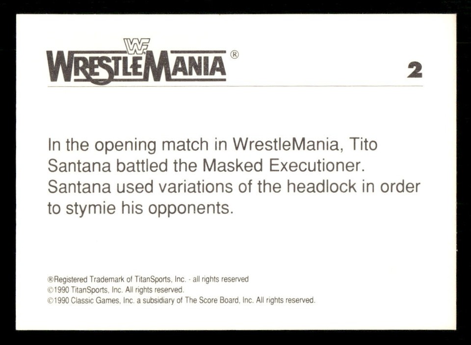 Tito Santana / Masked Executioner 1990 Classic WWF History of ...