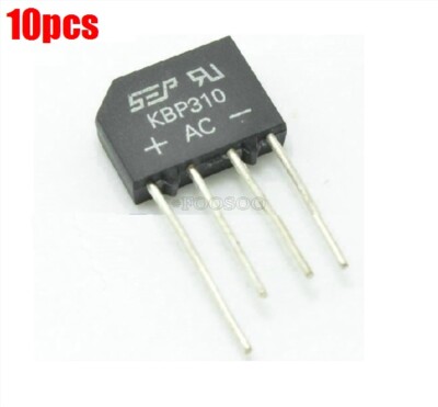 10Pcs 3A 1000V KBP310 Replace RS310 Sep Bridge Rectifier ug | eBay