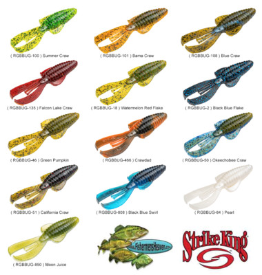 Strike King Rage Tail BABY Bug RGBBUG Any 13 Colors 3 Inch Creature ...