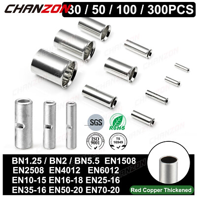 Non Insulated Copper Bare Ferrules Cord End Wire Splice Crimp Connector ...