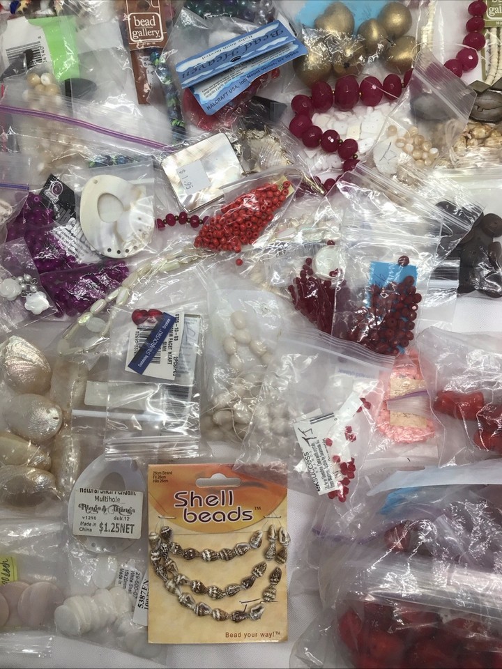 Large Mixed Lot Of Assorted Jewelry Making Supplies/Beads/Coral/Salmon ...