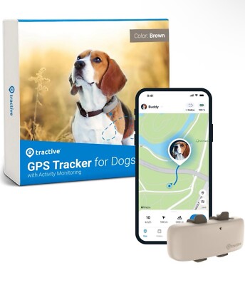Tractive GPS Tracker & Health Monitoring for Dogs, Brown, Refurbished ...
