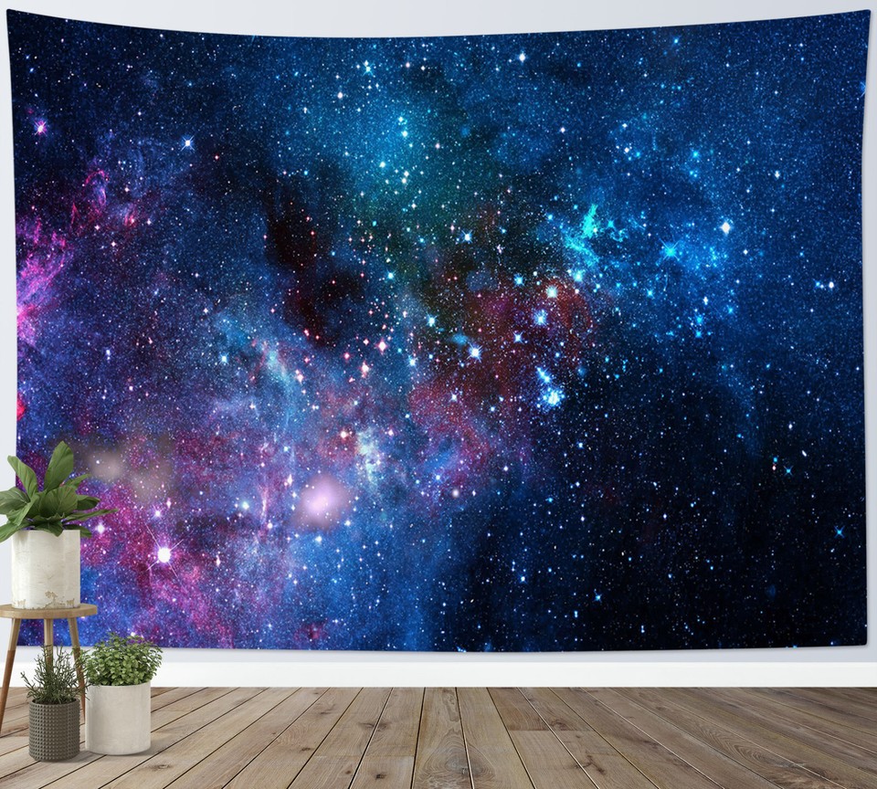 Outer Space Galaxy Blue Starry Sky Tapestry Wall Hanging for Living ...