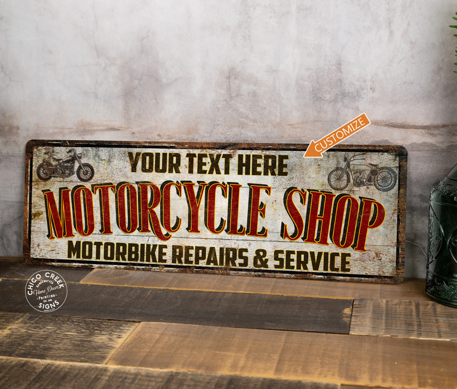 Personalized Motorcycle Shop Garage Sign Mechanic Repair Motorbike ...