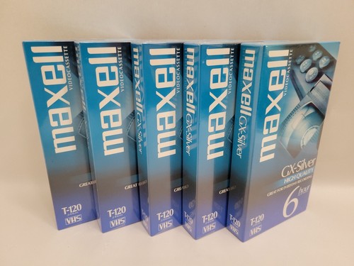 Maxell T120 GX-Silver High Quality VHS Tapes. Lot Of FiVE - New Sealed ...