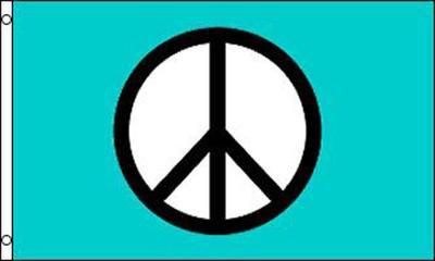 LG 3 X 5 AQUA PEACE SIGN polyester FLAG wall decoration banner outside ...