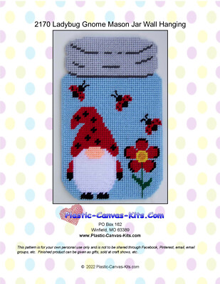 Ladybug Gnome Mason Jar Wall Hanging- Plastic Canvas Pattern or Kit | eBay