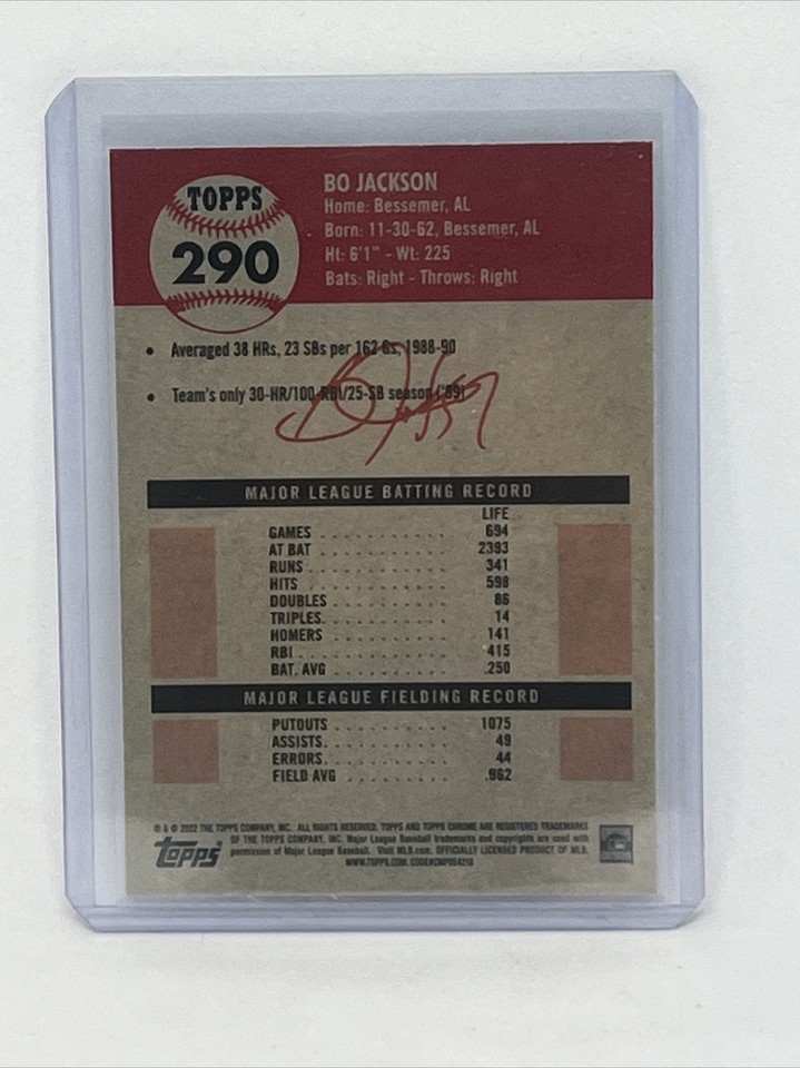 Bo Jackson - 2022 Topps Chrome Platinum Anniversary - Base Card - #290 ...
