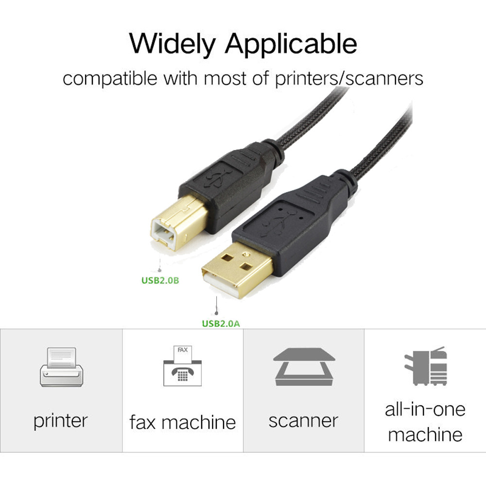 1m/2m/3m/5m (UL Listed) 28AWG1P+24AWG/2C E188601 Shielded USB Printer ...