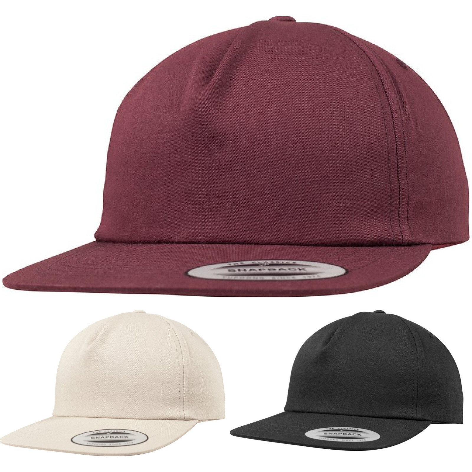 Mens Flexfit Yupoong Unstructured 5 Panel Snapback Cap (6502) | eBay