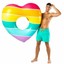 Gay Pride Rainbow LGBT Heart Inflatable Pool Tube Raft Swimming Float ...