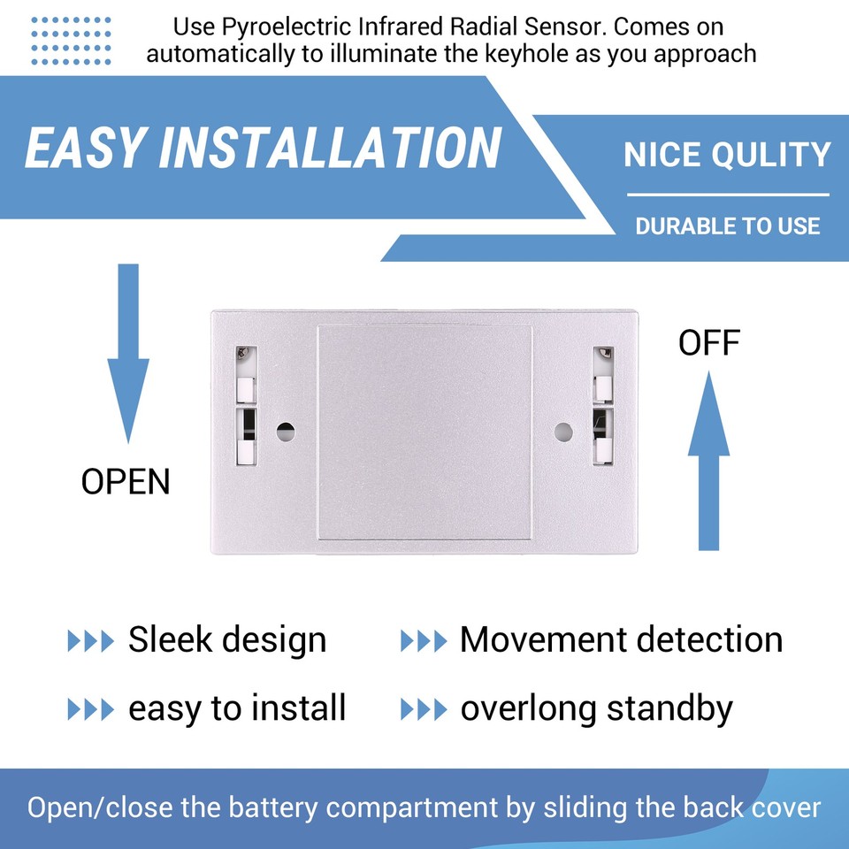 2X(4 LED Auto PIR Infrared Door Keyhole Motion Sensor Light Lamp M1Z1 ...