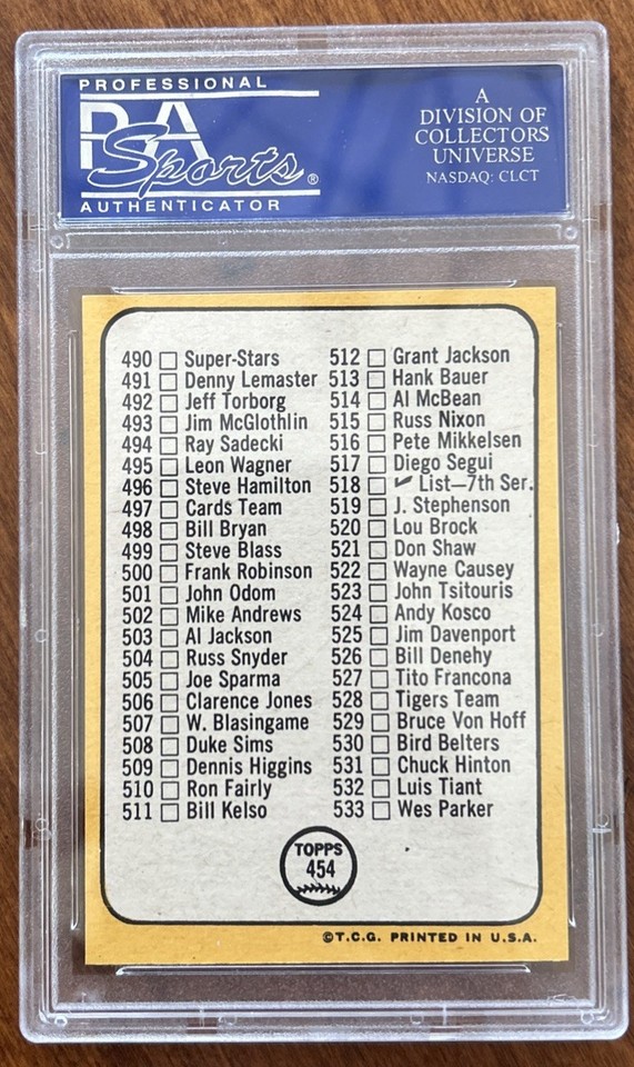 1968 Topps Checklist 458 - 533 #454 PSA 9 | eBay