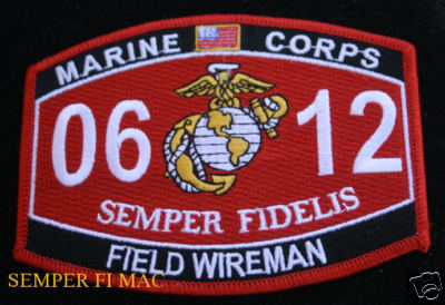 MOS 0612 FIELD WIREMAN PATCH US MARINES USMC IRAQ COMMUNICATIONS COMM ...