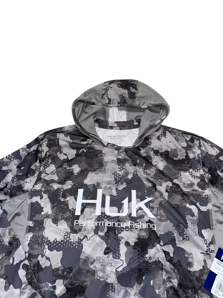 Huk Performance Fishing Men's XL Icon X Refraction Camo Hoodie Gray NWT ...