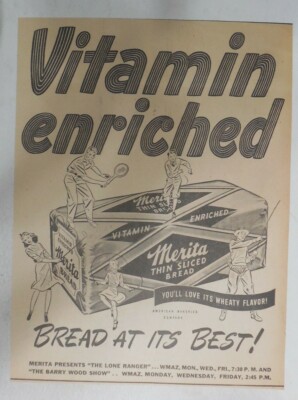 Merita Bread Ad: Vitamin Enriched Merita Bread! from 1940's Size: 11 x ...