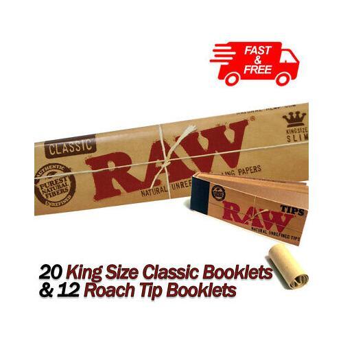 RAW CLASSIC Rolling Papers King Size Slim 110mm with Roach Filter Tips ...